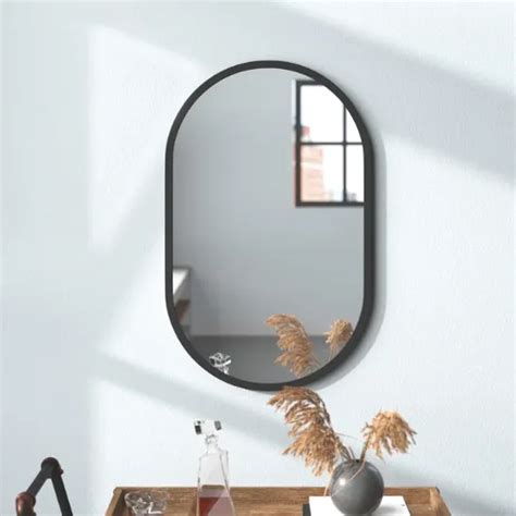 Ajsa Oval Wall Mirror Black Frame Revvvd