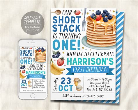 Breakfast Birthday Invitation Free Custom Printable Breakfast