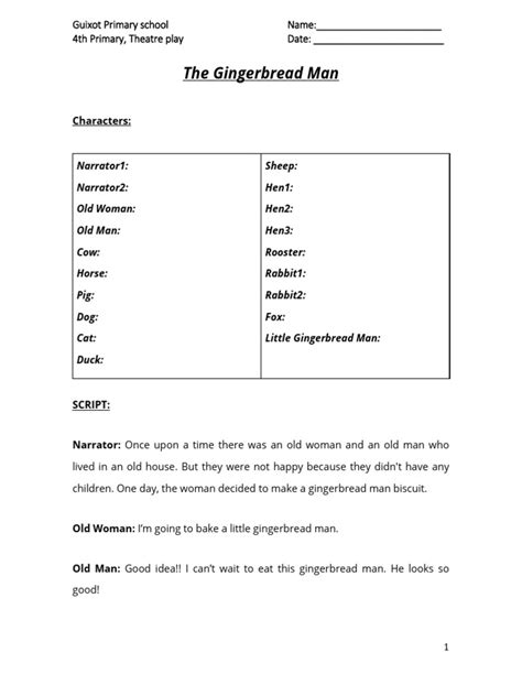 The Gingerbread Man Script Pdf