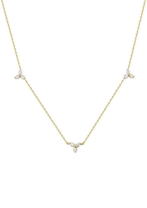 Dear Me Goldkette Damen 585 Gold Trinität Kristalle Gold Kette Anhänger 14k Echtgold Halskette