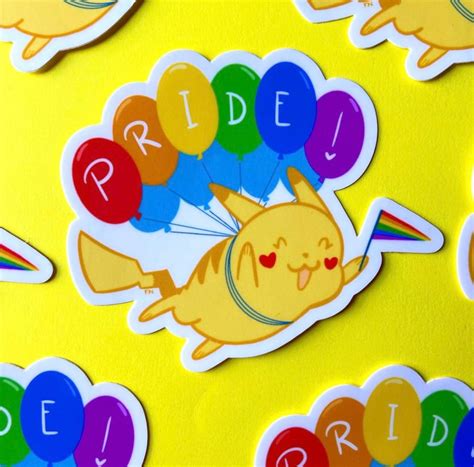 Pikachu Pride Float Pokémon Sticker Gay Pride Lesbian Etsy