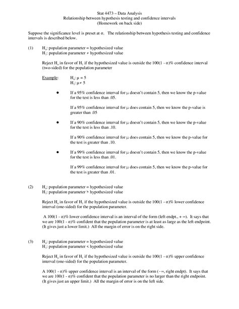 Relationship Between Hypothesis Testing And Confidence Intervals Stat