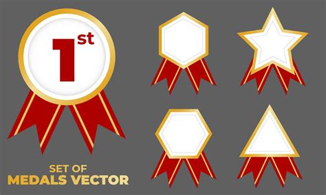 Vector Set Of Medal Badges Of Various Shapes Very Suitable For