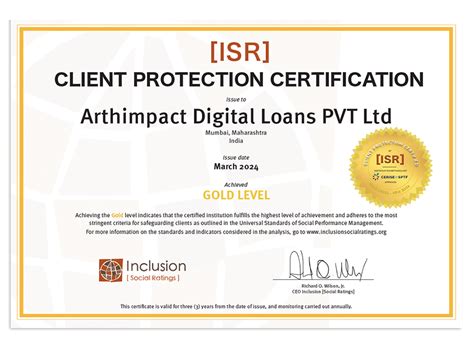 Client Protection Certification Announcement Inclusion [ Social Ratings ]