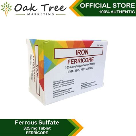 Ferrous Sulfate 325mg Tablet Ferricore Shopee Philippines