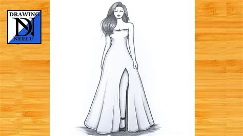 How To Draw A Girl Wearing Dress At Inez Woodford Blog