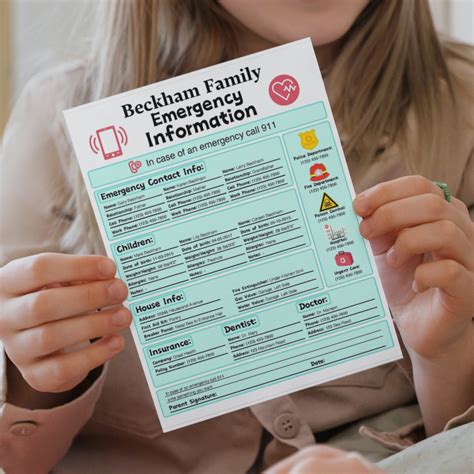 Editable Emergency Information Sheet Bundle All Color Set In Case Of