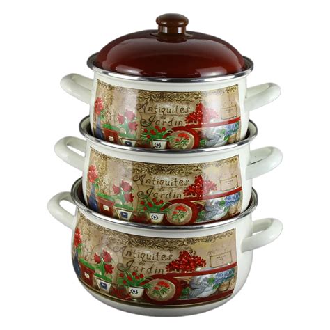 Set 3 Oale Emailate Cu Capac Arian Antic Hontfar