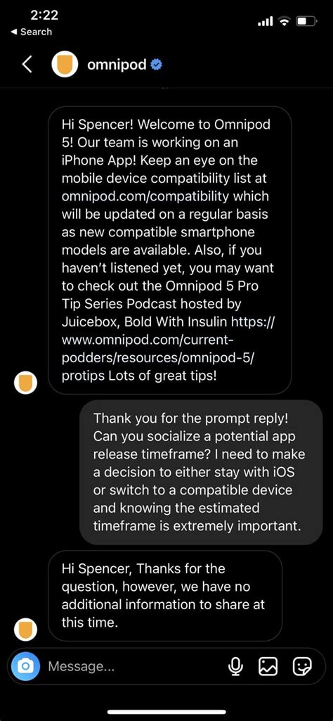 Ios Compatibility For Omnipod 5…does Anyone Have A Timeframe R Omnipod