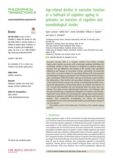 Age Related Decline In Executive Function As A Hallmark Of Cognitive