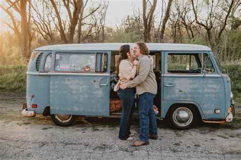Winter White Rock Lake Engagement Session Ft A Vw Bus
