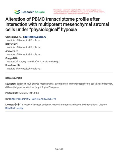 Pdf Alteration Of Pbmc Transcriptome Profile After Interaction With