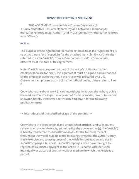 Copyright Assignment Agreement Template