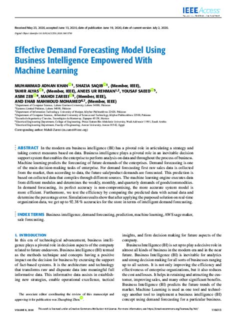 Pdf Effective Demand Forecasting Model Using Business Intelligence Empowered With Machine Learning