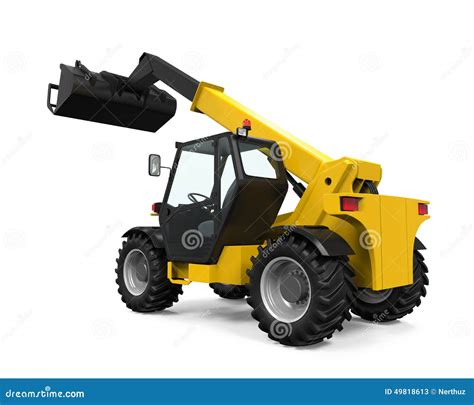 Tractor With Loader And Bales Of Hay On The Cart Vector Illustration