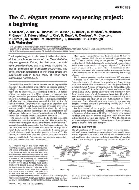 Pdf The C Elegans Genome Sequencing Project A Beginning