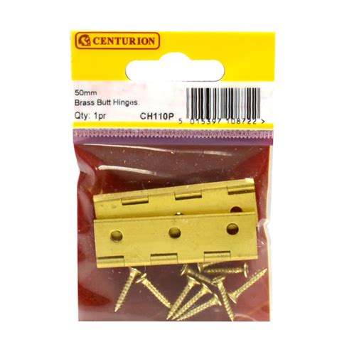 Centurion Solid Drawn Brass Butt Hinges Self Colour 51mm X 29mm