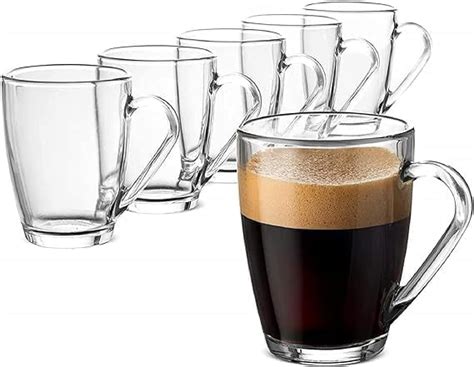 Jambuvanti Italian Premium Glass Tea Cup Set Coffee Mugs With Handle