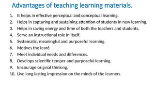 Uses Of Teaching Learning Materials In Education Pptx