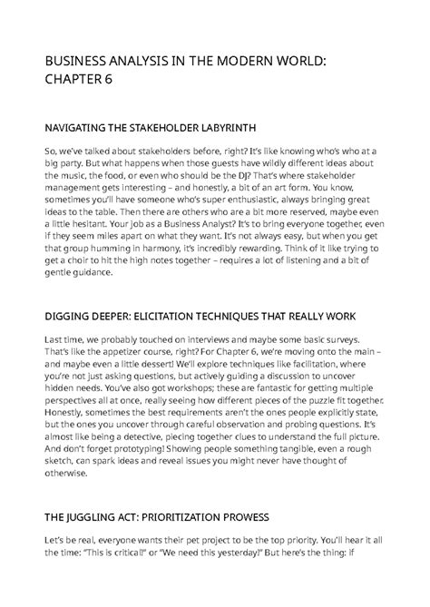 Business Analysis Ba101 Chapter 6 Navigating Stakeholders Studocu