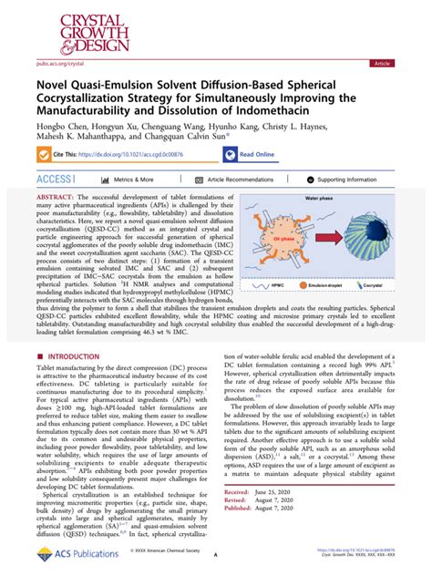 Novel Quasi Emulsion Solvent Diffusion Based Scc Pdf Pharmaceutical
