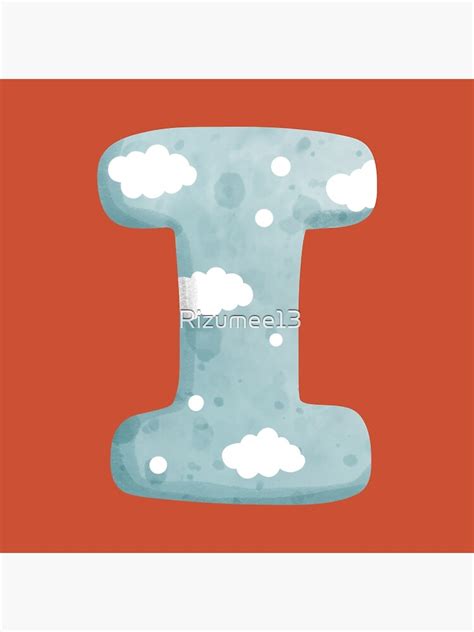 Cute Sky And Cloud Themed Letter I Initial Alphabet Art Print For