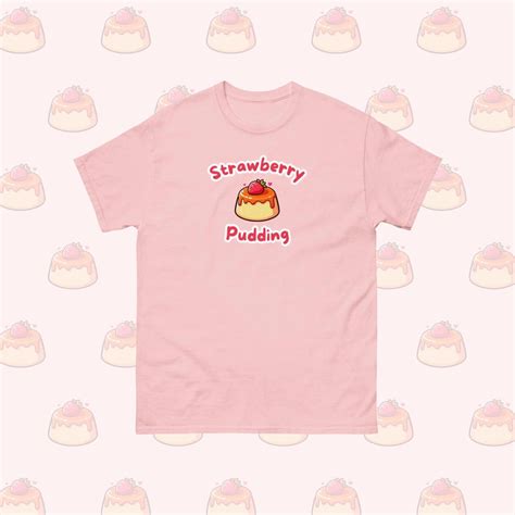 Cute Strawberry Pudding Flan Flanby Cutecore Kawaii T Shirt With Text Etsy