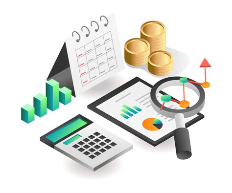 Flat Isometric Concept Illustration Investment Business Data Analysis