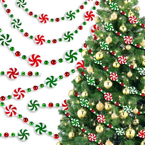 Nogis 66ft Christmas Tree Candy Garland Fake Acrylic Peppermint Candy