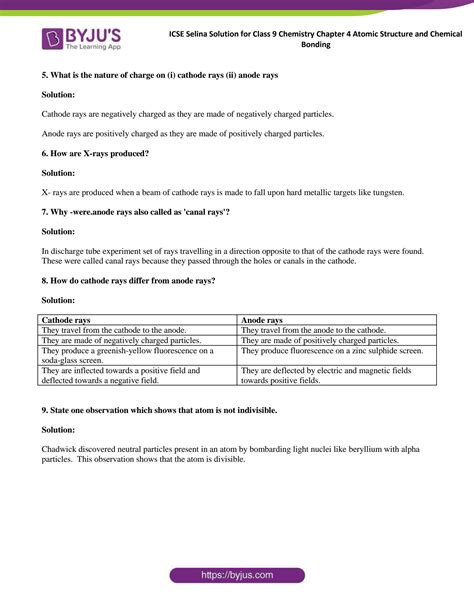 Solution Icse Selina Solution For Class 9 Chemistry Chapter 4 Exercise