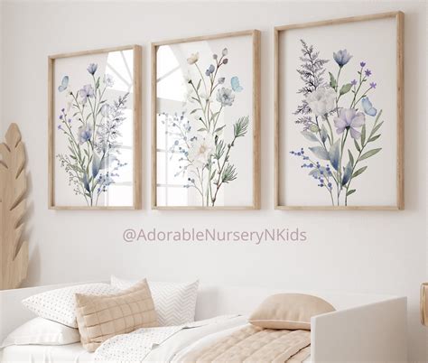 Boho Nursery Wall Art Wildflower Nursery Decor Botanical Print