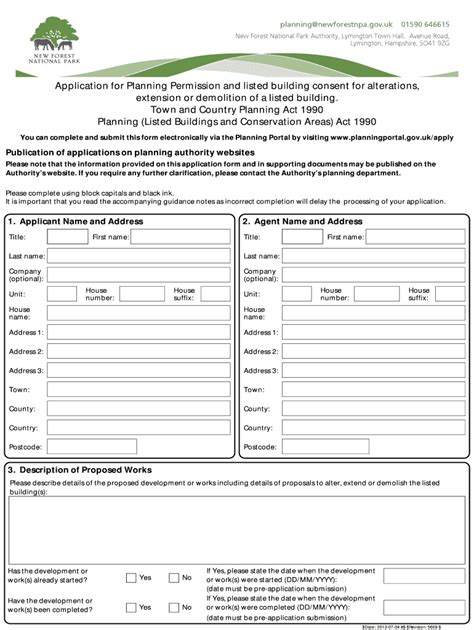 Application For Planning Permission And Listed Building Consent Fill
