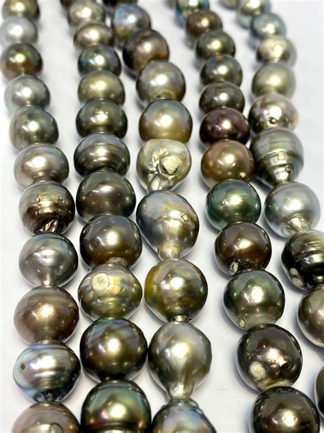 14mm Tahiti Pearls Exquisite Sultry Gray To A Dark Pastel Green