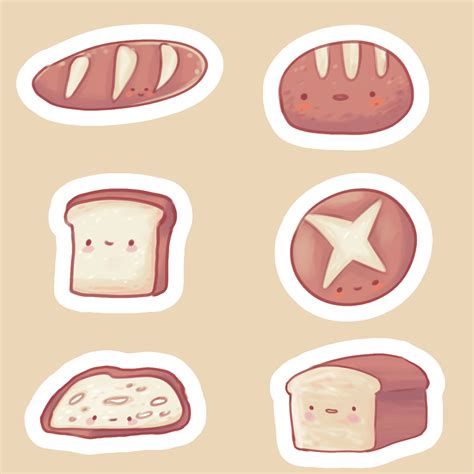 Cute Bread Stickers Pack Kawaii Food Art