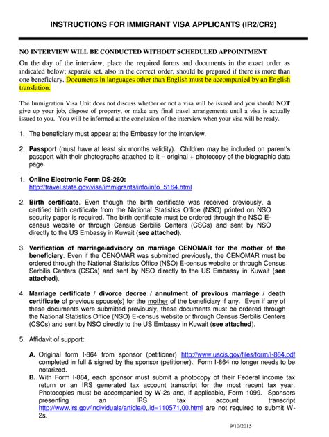 Fillable Online Instructions For Immigrant Visa Applicants Ir2 Cr2 Fax Email Print Pdffiller