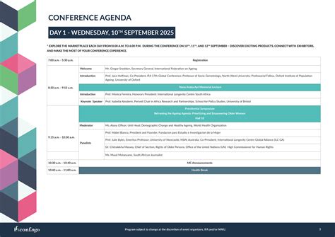 Conference Program At A Glance Ifa 17th Global Conference On Ageing