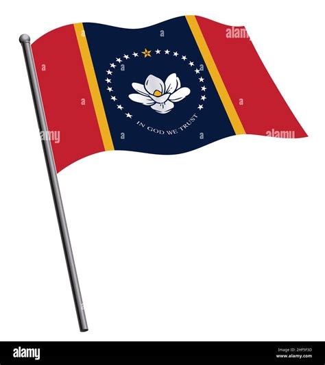 Accurate Correct New Mississippi Ms State Flag On Flagpole Flying