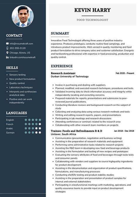 Food Technologist Cv Sample In 2026 Resumekraft