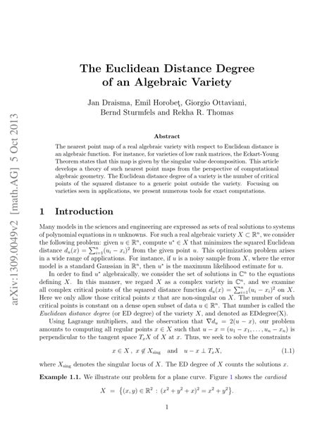 Pdf The Euclidean Distance Degree