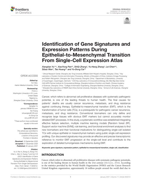 Pdf Identification Of Gene Signatures And Expression Patterns During