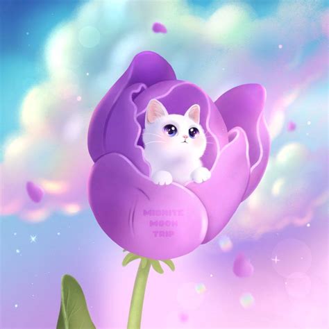 I Drew A Kitty In A Flower 🌷 Rkawaii