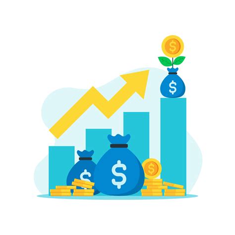 Business Investment Vector Illustration Concept In Flat Style Money Coin Profit Graph Icon
