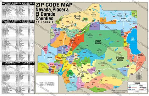 Nevada El Dorado And Placer Counties Zip Code Map California Zip Co