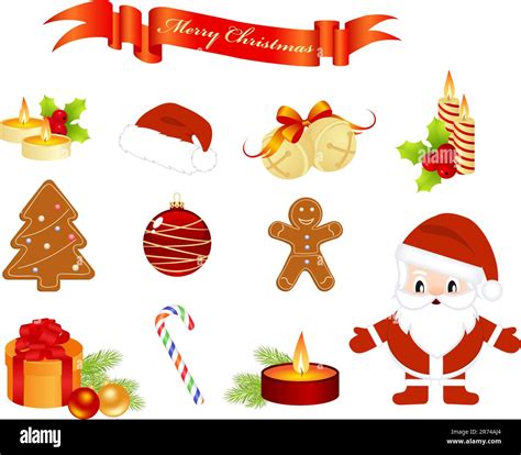 Christmas Elements Isolated On A White Vector Illustration Stock