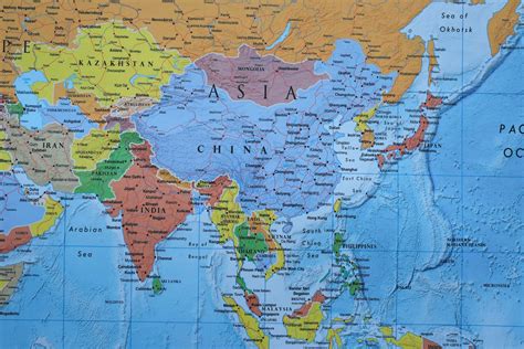 Detailed Political Map Of Asia With Relief Capitals And Major Cities