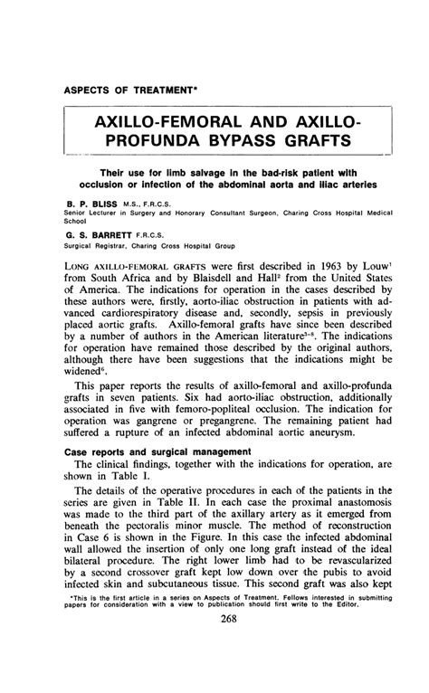 Axillo Femoral And Axillo Profunda Bypass Grafts Their Use For Limb