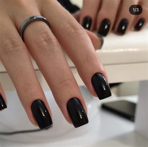 Pin By Tara ♡ On Nails Black Gel Nails Work Nails Black Acrylic Nails