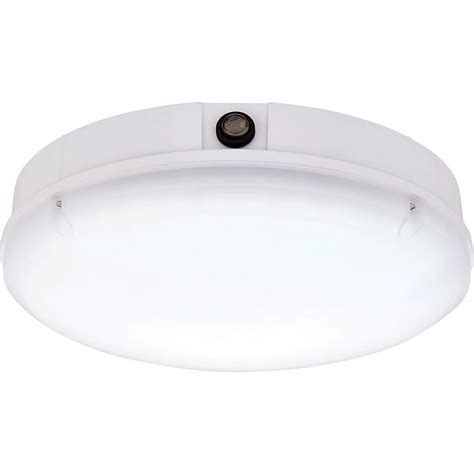 Gloss White Ip65 Bulkhead Light 18w Cct Smd Led Module Photocell Sensor