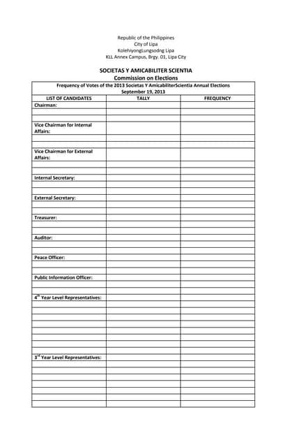 Voting Tally Sheet Template Tally Sheet Docx