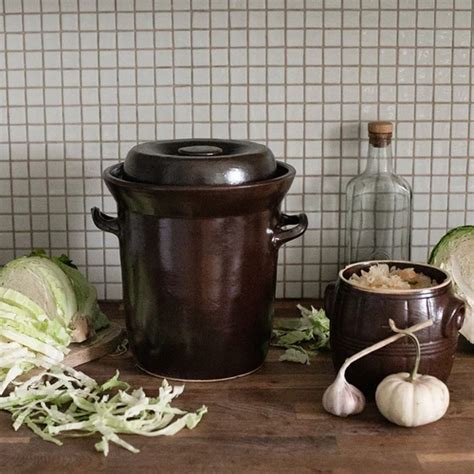 10l Stoneware Fermenting Crock Pot With Water Seal And Lid Stoneware